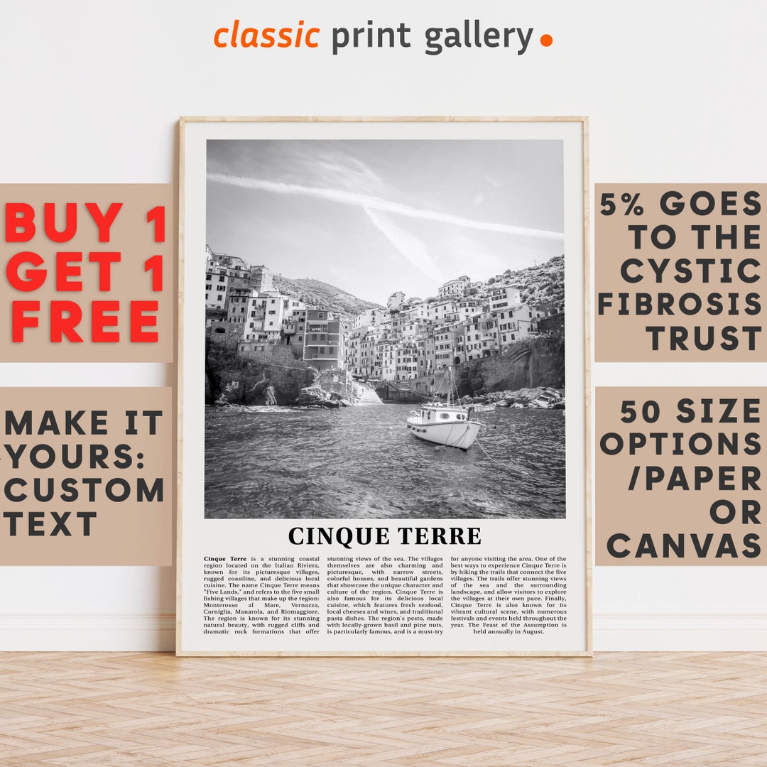 Cinque Terre Print, Cinque Terre Wall Art, Cinque Terre Black and White ...