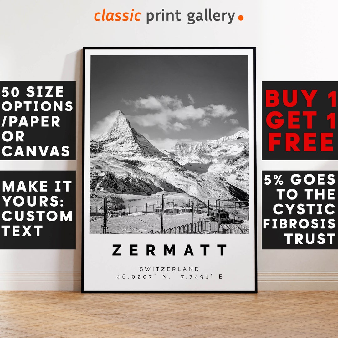 Zermatt Print Black and White Photo, Zermatt Wall Art, Zermatt Travel ...