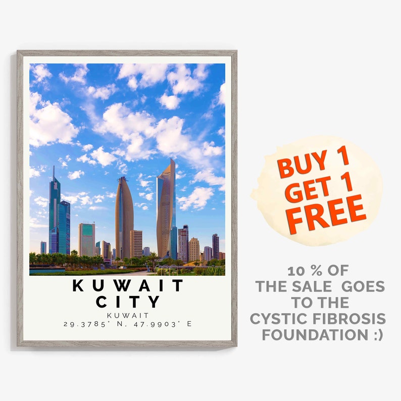 Kuwait City Poster Colorful Print Kuwait City Wall Art - Etsy