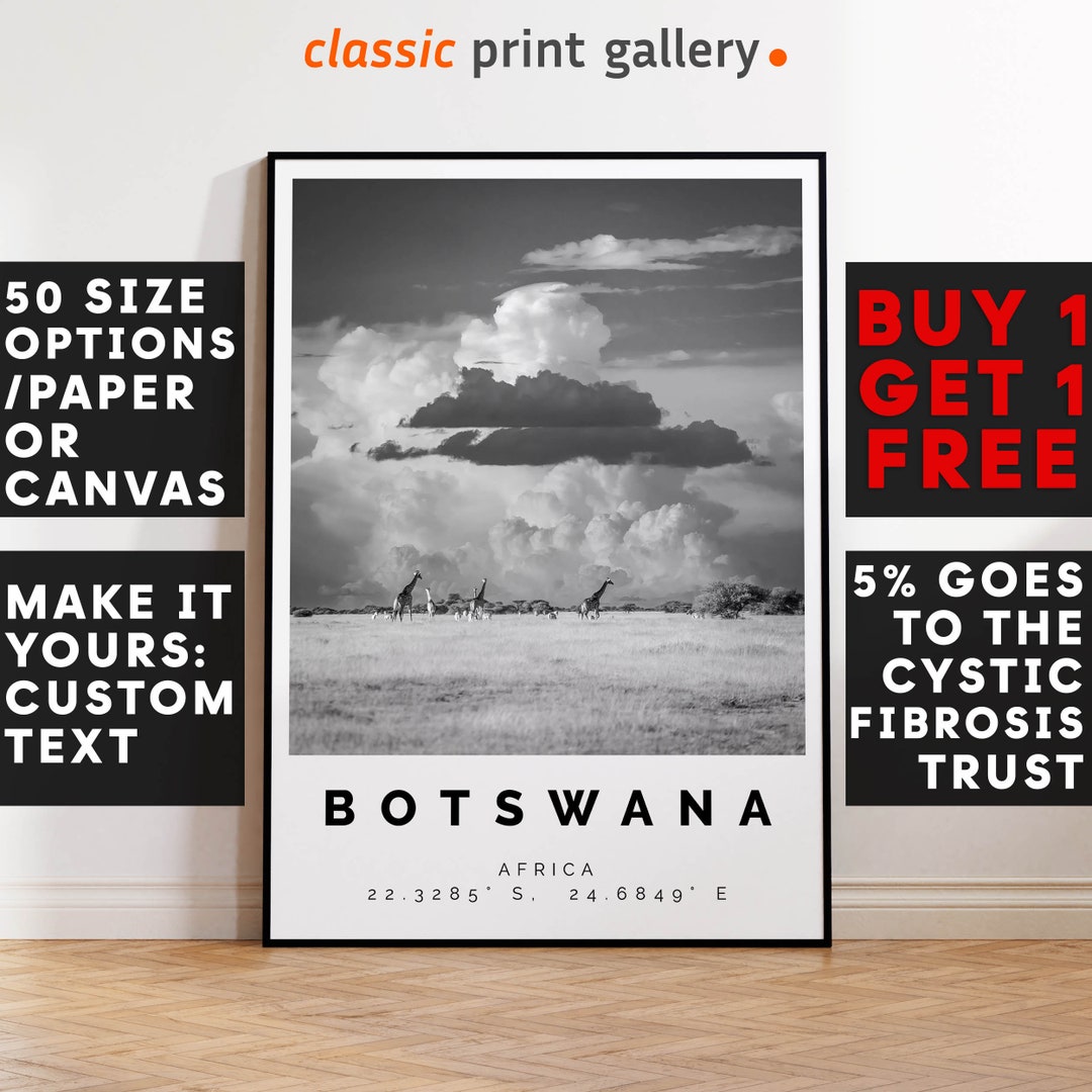 Botswana Print Black and White Photo, Botswana Wall Art, Botswana ...