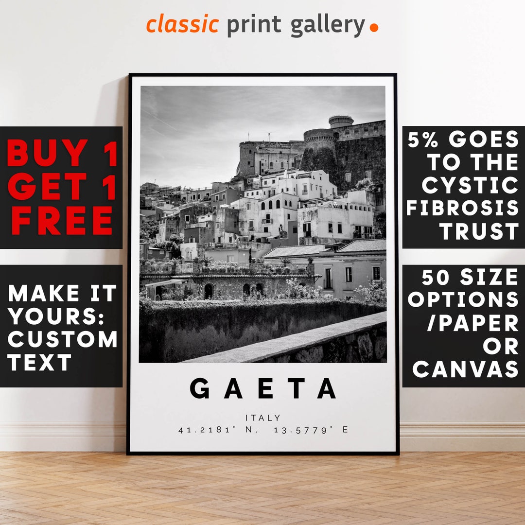Gaeta Print,gaeta Wall Art,gaeta Black and White Poster,personalized ...