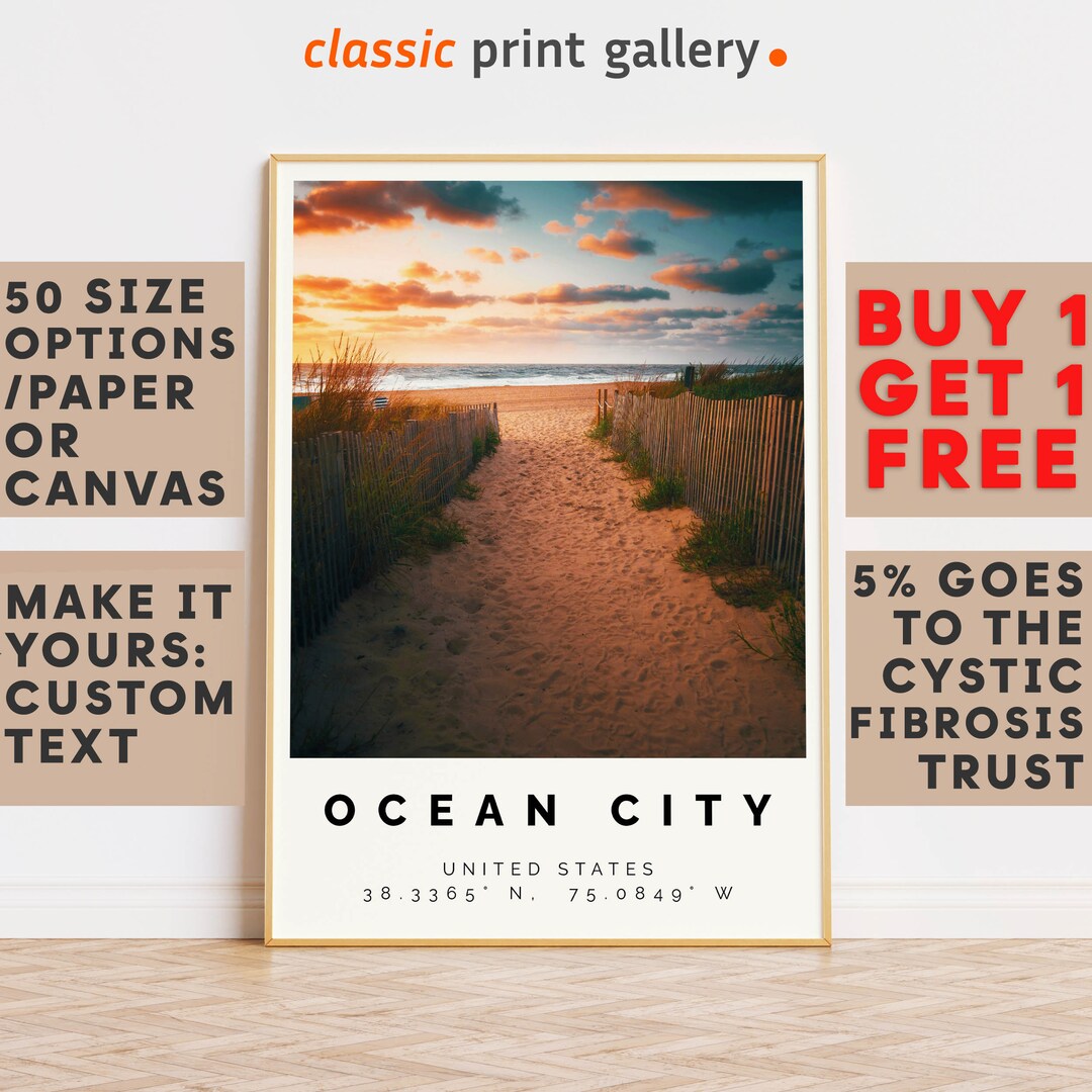 Ocean City Poster Colorful Print, Ocean City Wall Art, Ocean City Photo ...