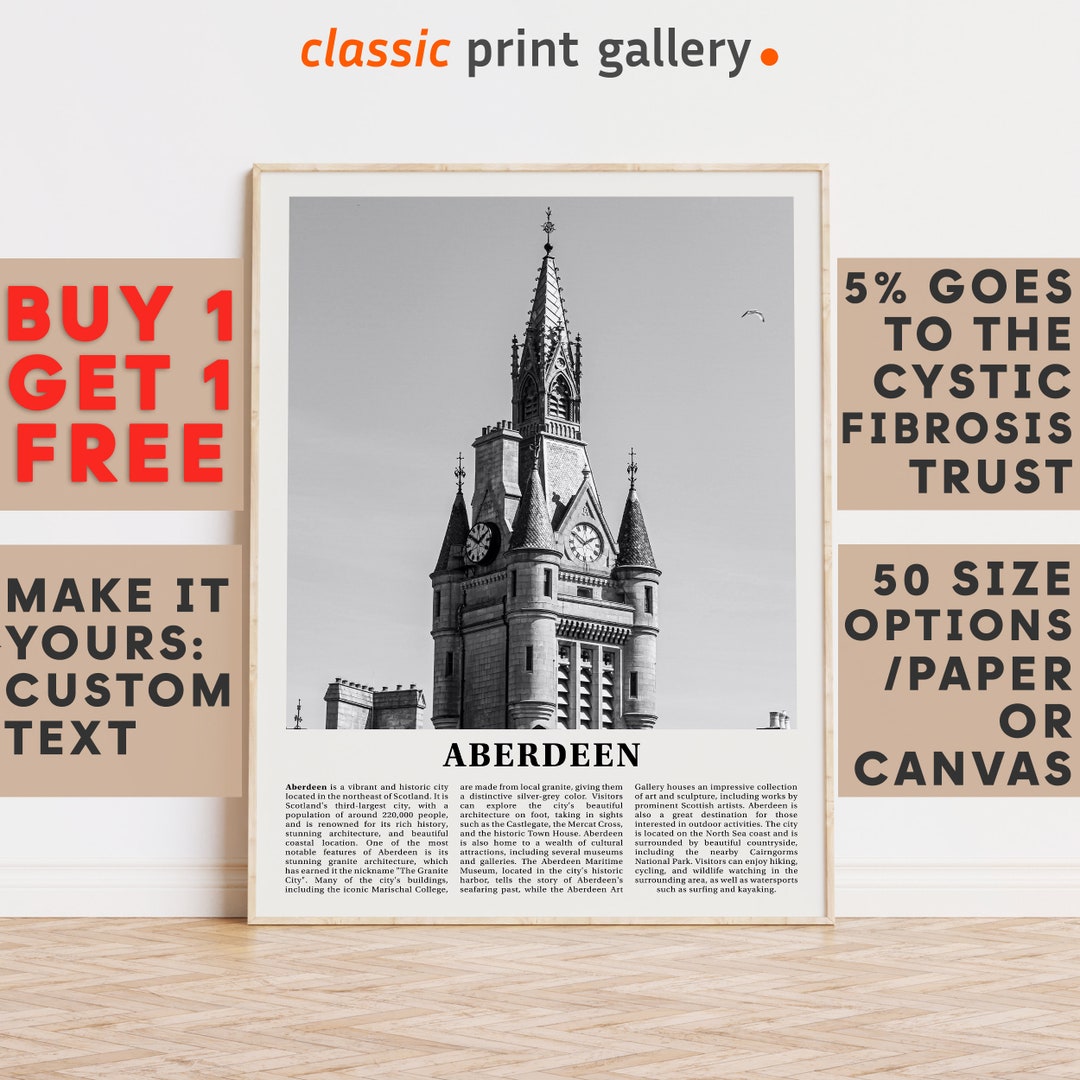 Aberdeen Print, Aberdeen Wall Art, Aberdeen Black and White Poster ...