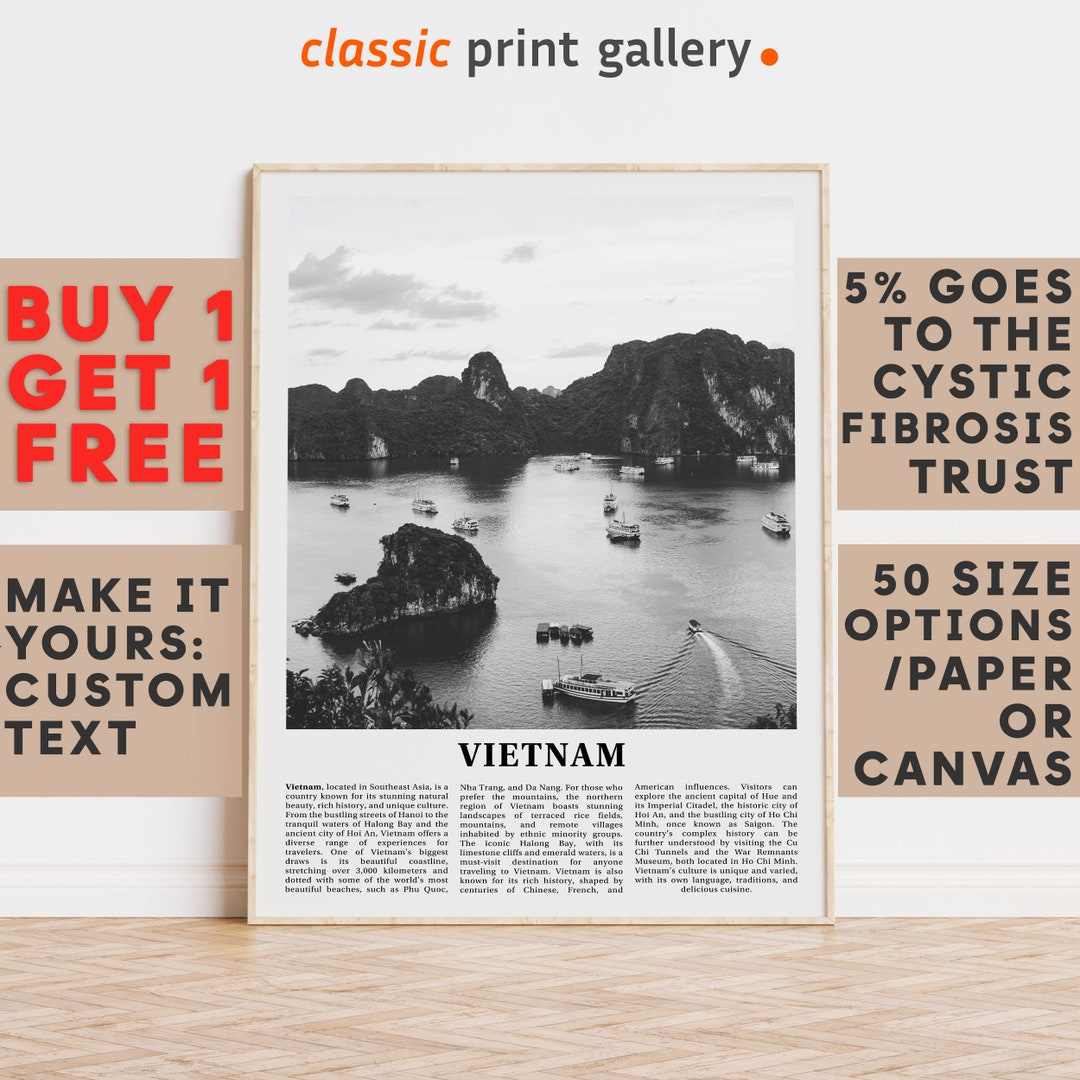 Vietnam Print, Vietnam Wall Art, Vietnam Black and White Poster ...