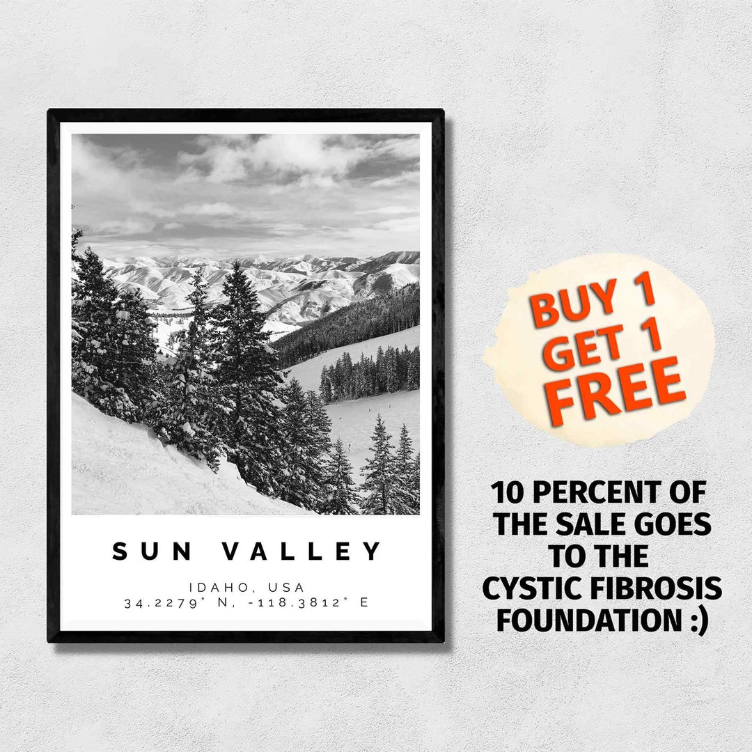 Sun Valley Poster Black and White Print Sun Valley Wall Art - Etsy