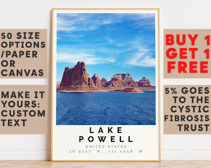 Lake Powell Poster Colorful Print, Lake Powell Wall Art, Lake Powell ...