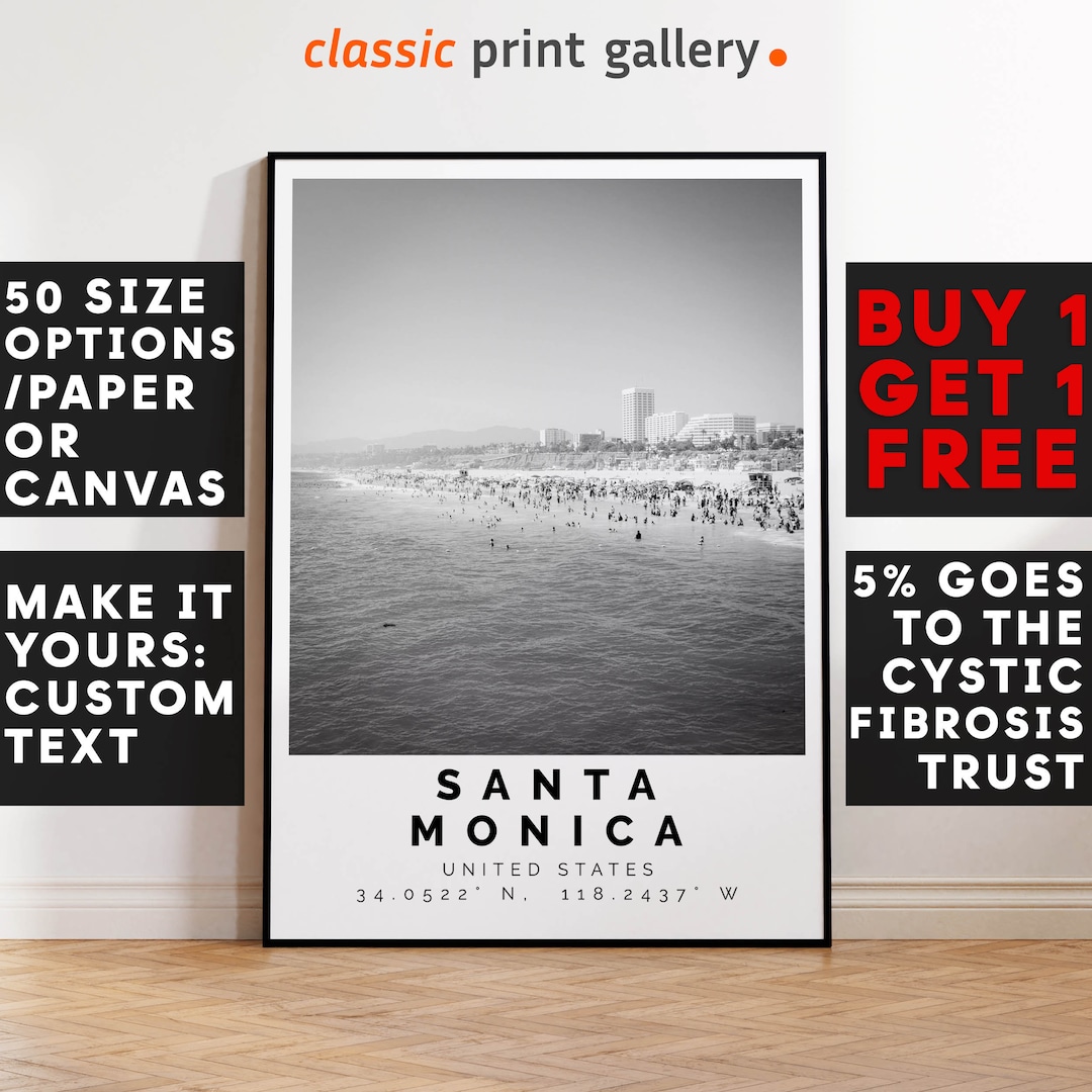 Santa Monica Poster Print,santa Monica Wall Art, Housewarming Gift ...