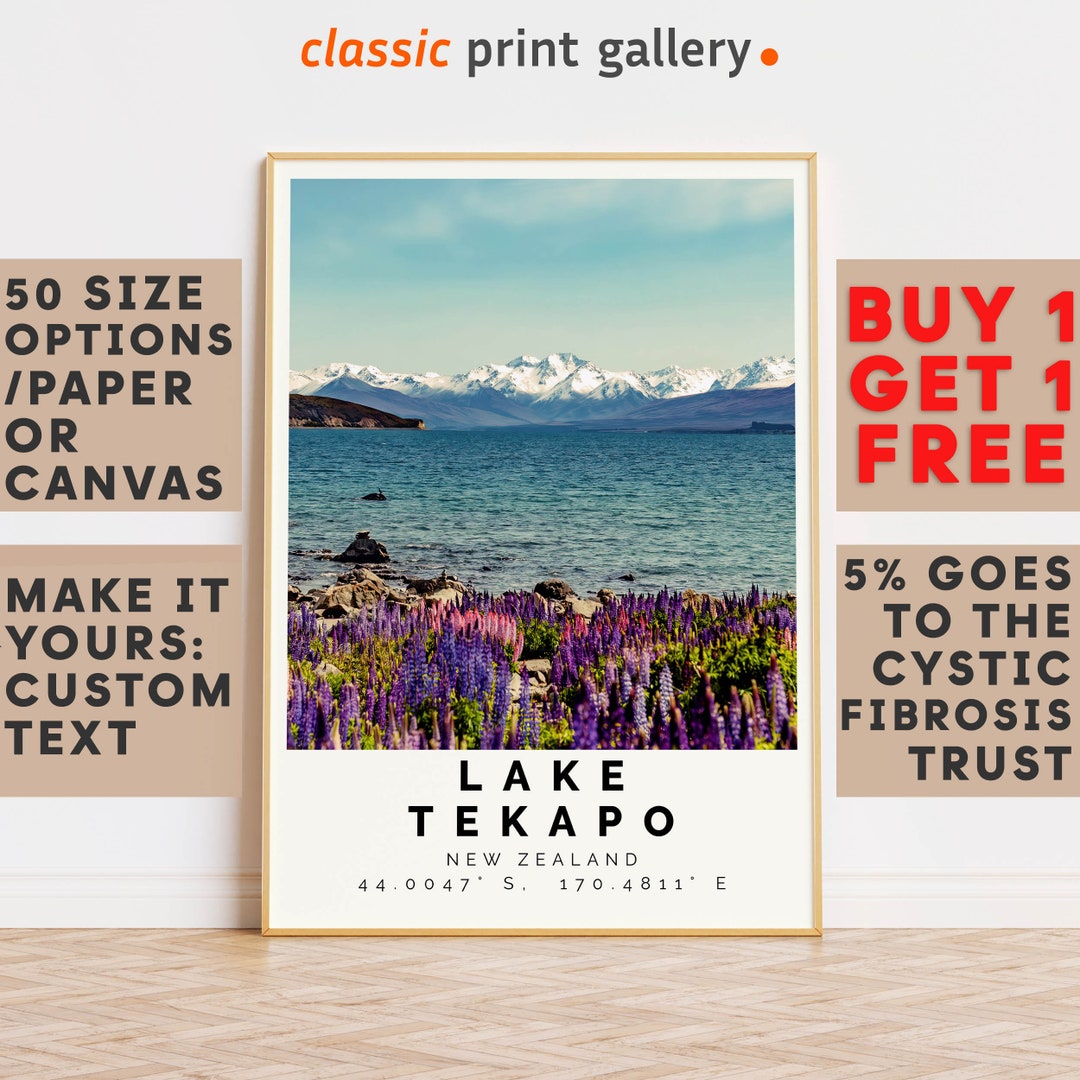 Lake Tekapo Poster Colorful Print, Lake Tekapo Wall Art, Lake Tekapo ...