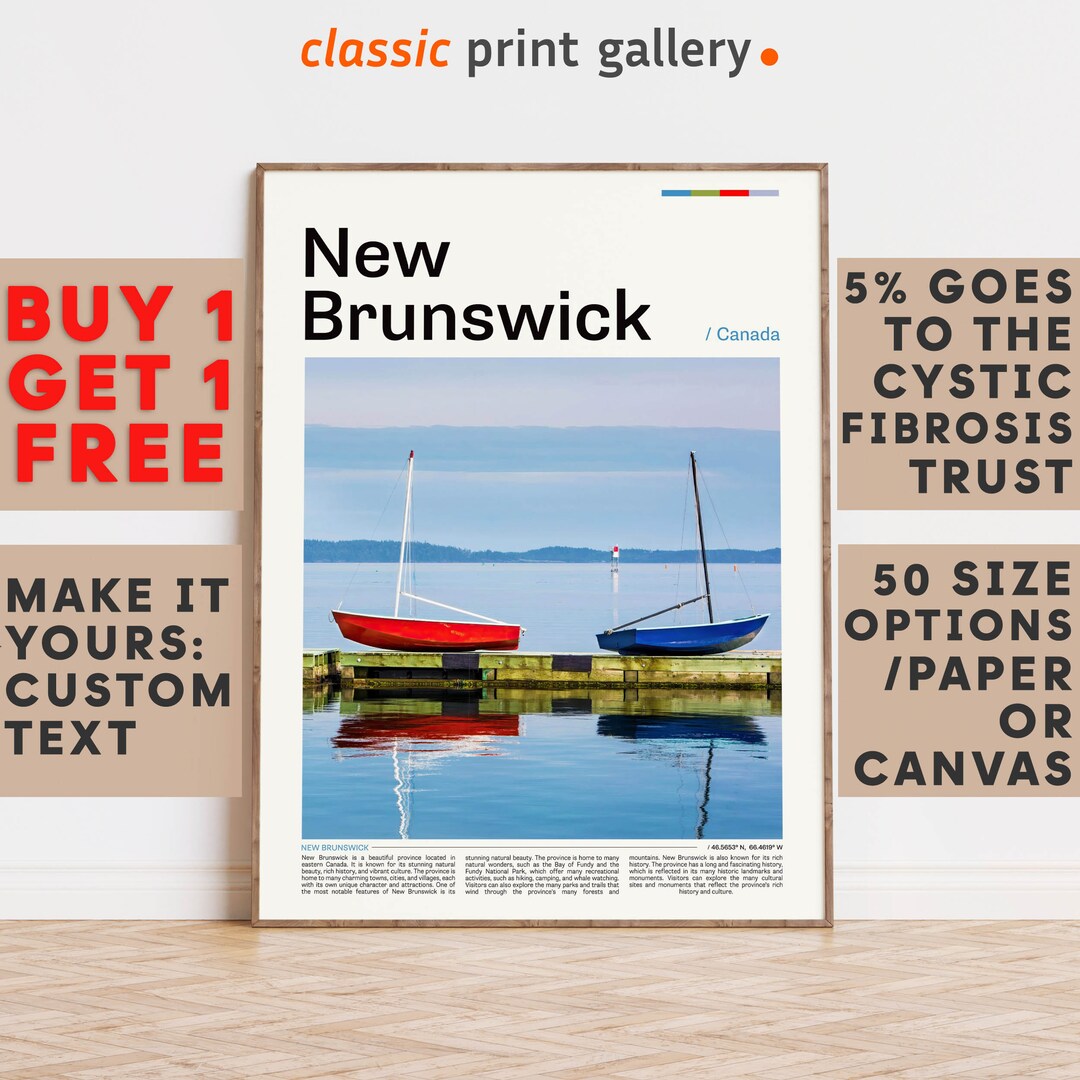 New Brunswick Print, New Brunswick Wall Art, New Brunswick Color Poster ...