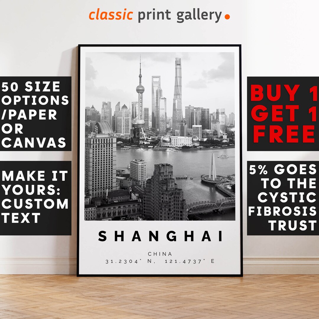 Shanghai Print Black and White Photo, Shanghai Wall Art, Shanghai ...
