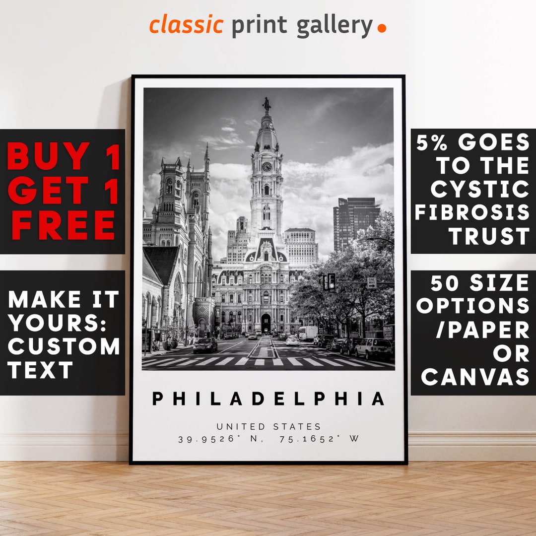 Philadelphia Print,philadelphia Wall Art,philadelphia Black and White ...