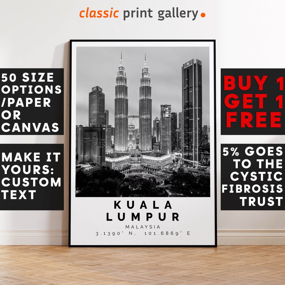 Kuala Lumpur Print Black and White Photo, Kuala Lumpur Wall Art, Kuala ...