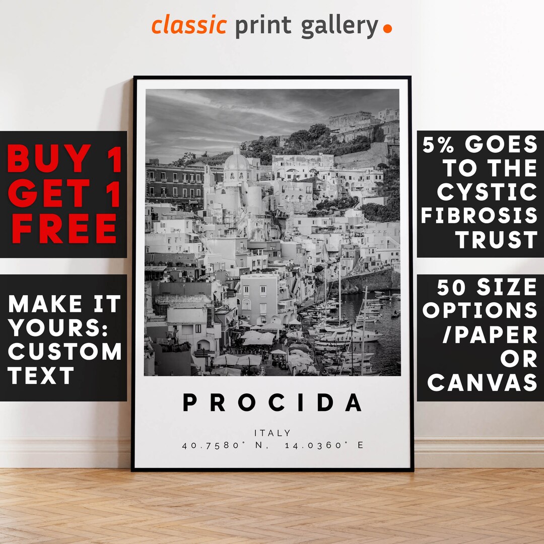 Procida Print,procida Wall Art,procida Black and White Poster ...