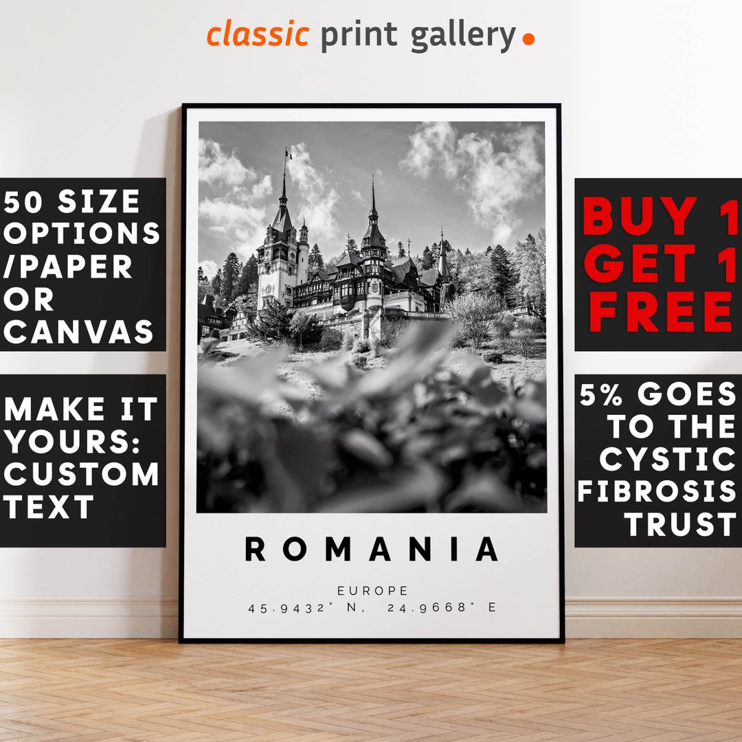 Romania Poster,romania Print,romania Black and White Photographic Art ...
