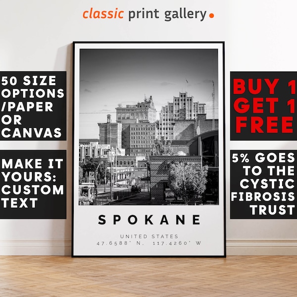 Spokane Black and White Photo - Etsy