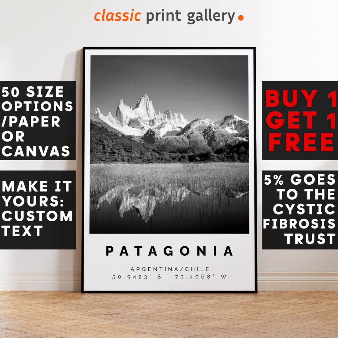 Patagonia Print Black and White Photo, Patagonia Wall Art, Patagonia ...