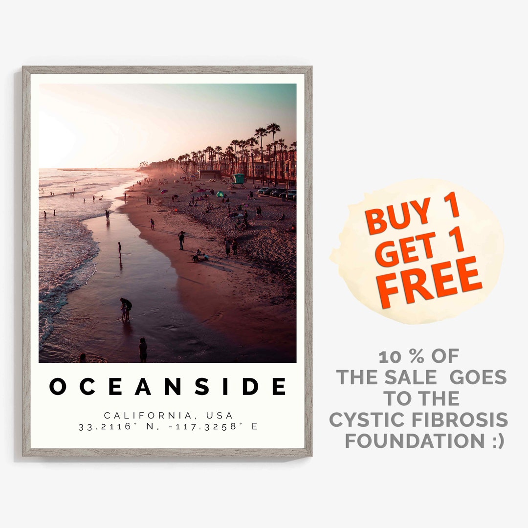Oceanside Poster Colorful Print Oceanside Wall Art Oceanside - Etsy