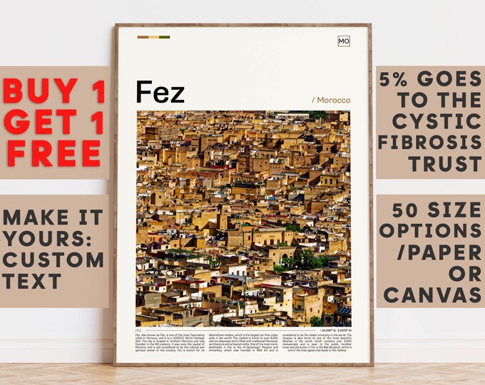 Fez Print, Fez Wall Art, Fez Color Poster With Text, Personalized ...
