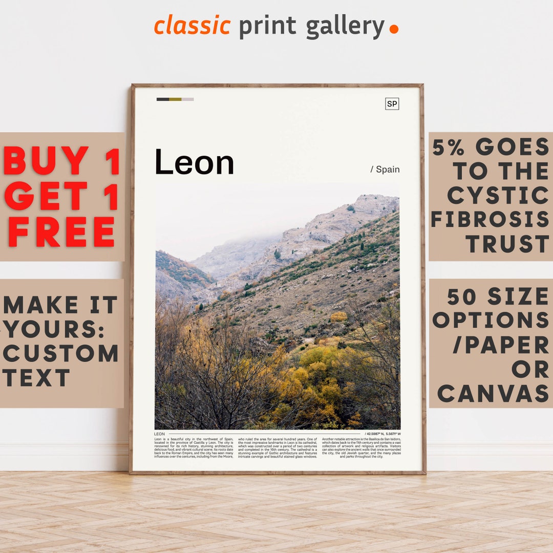 Leon Print, Leon Wall Art, Leon Color Poster With Text, Personalized ...