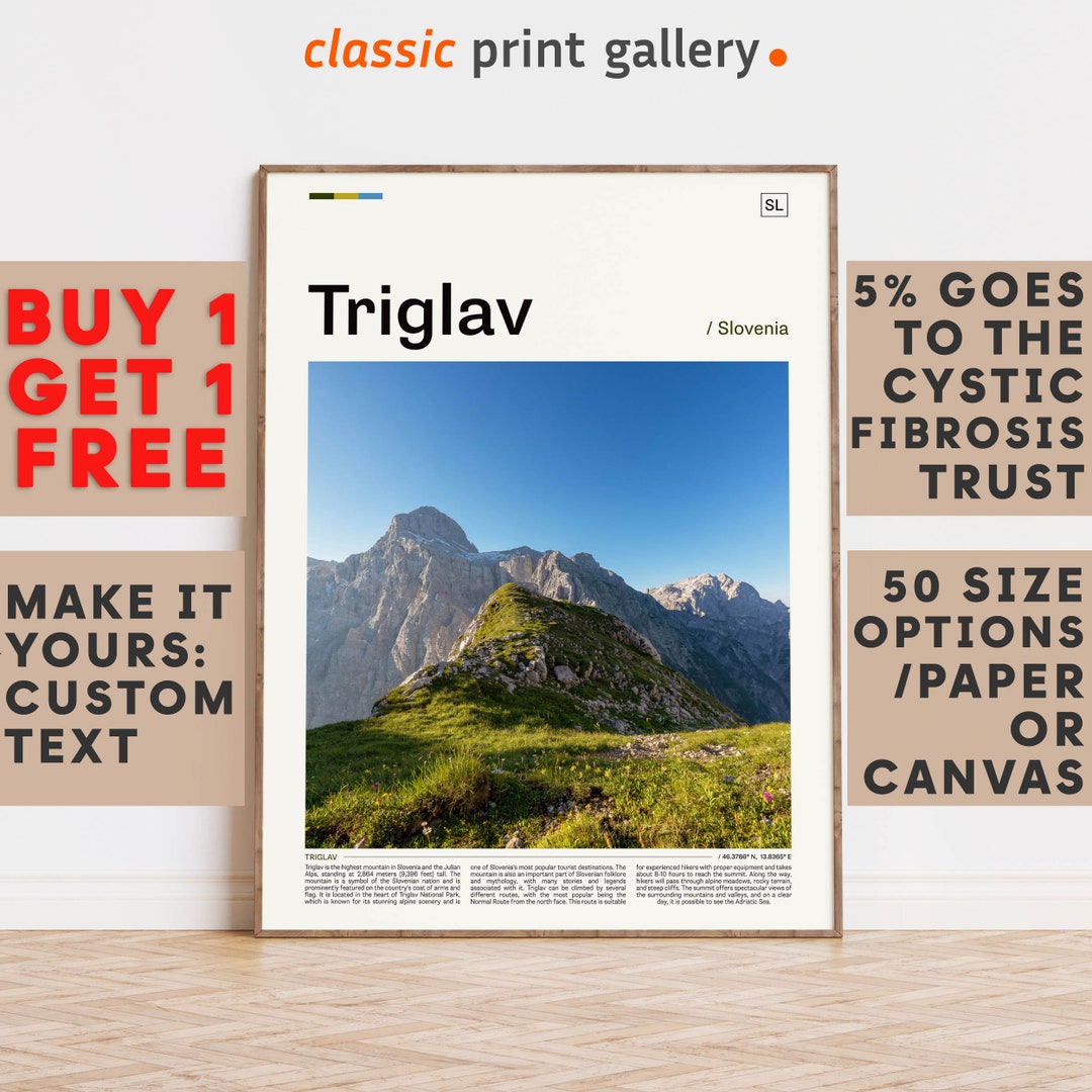 Triglav Print, Triglav Wall Art, Triglav Color Poster With Text ...