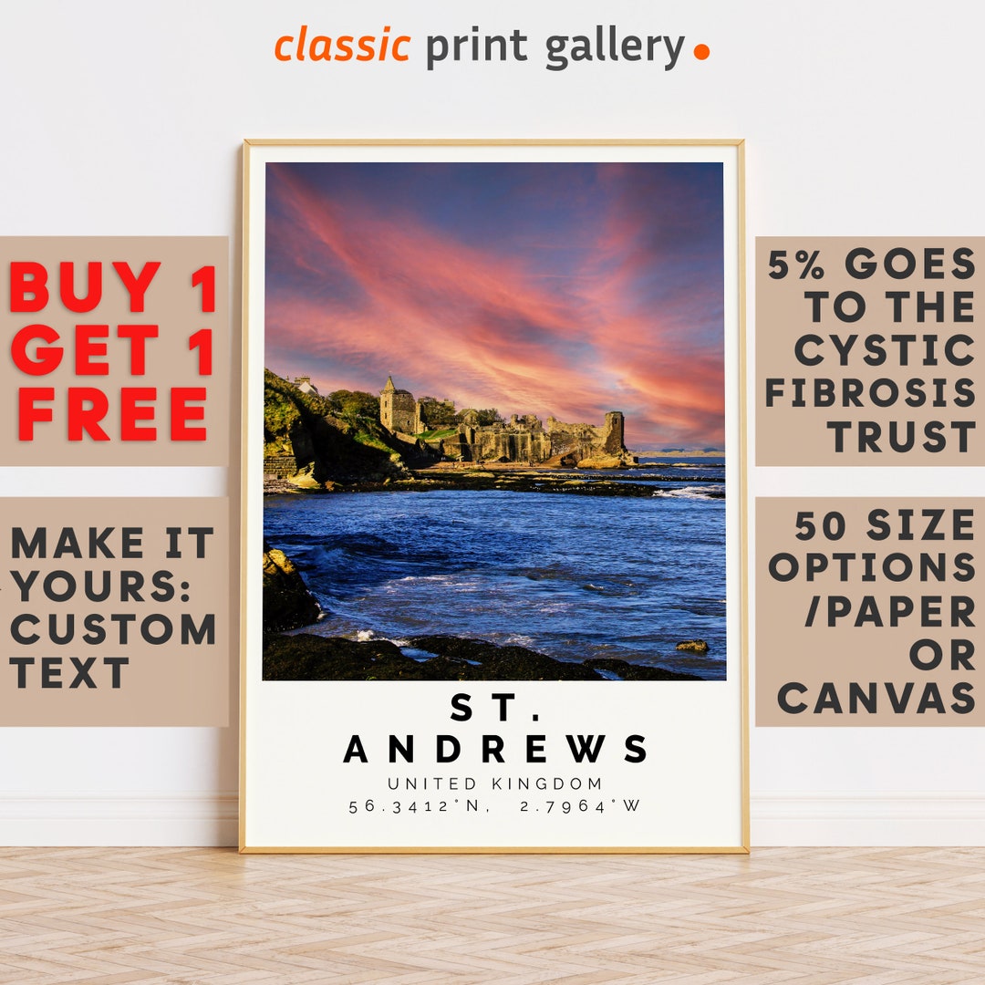 St. Andrews Druck, St Andrews Wandkunst, StAndrews Buntes Plakat ...