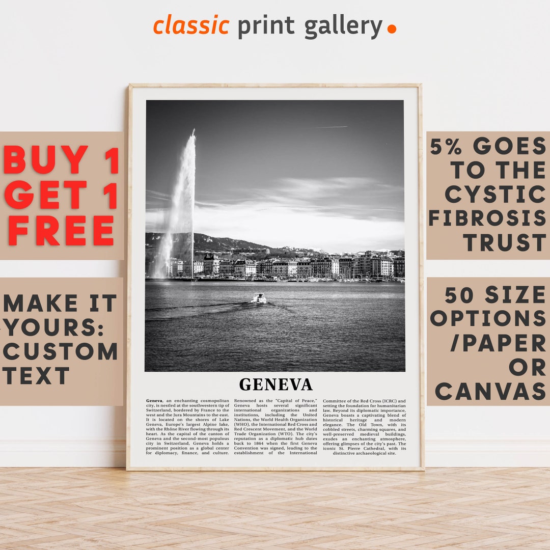 Geneva Print, Geneva Wall Art, Geneva Black and White Poster ...