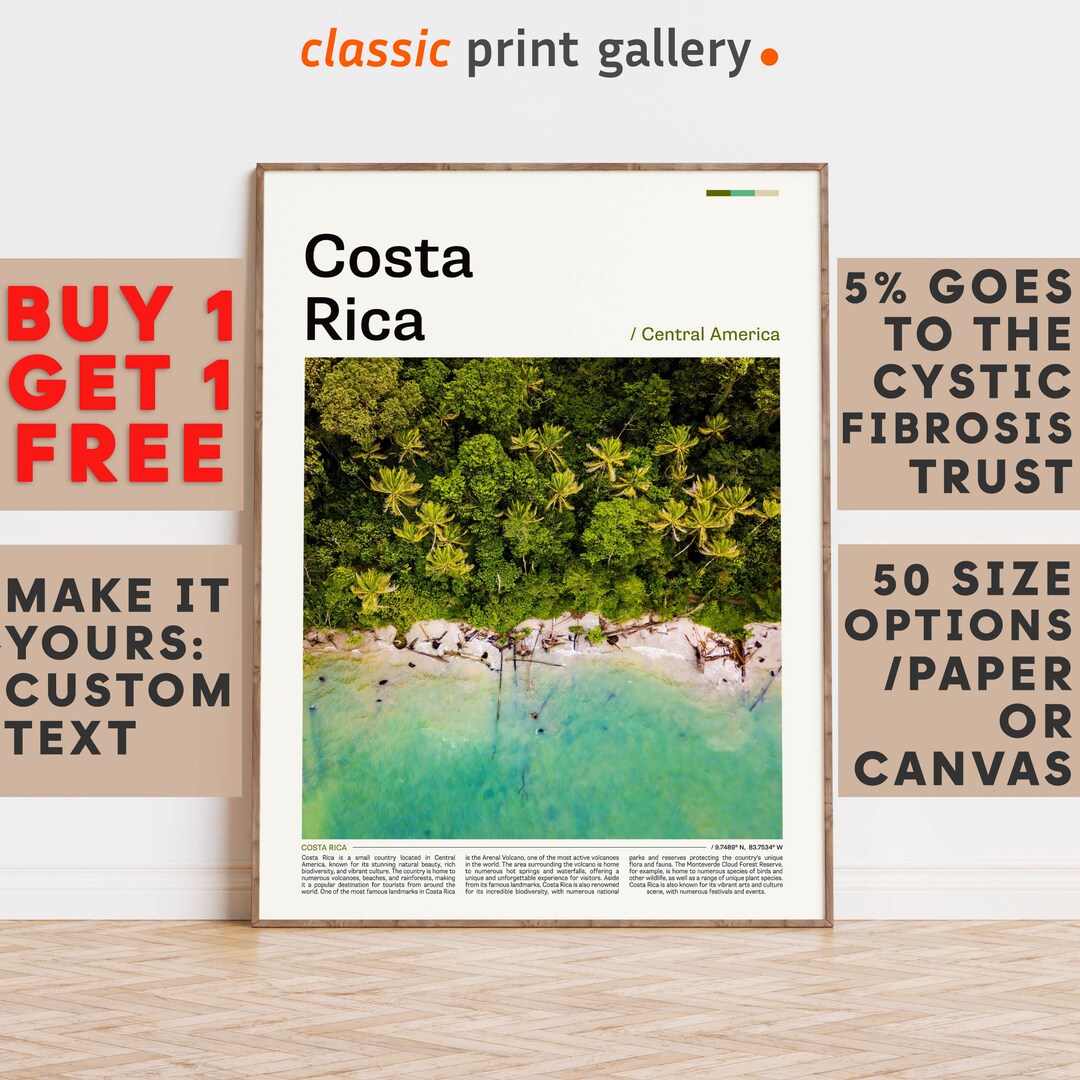 Costa Rica Print, Costa Rica Wall Art, Costa Rica Color Poster With ...