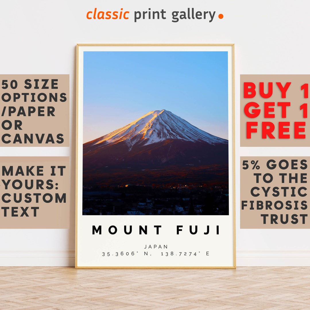 Mount Fuji Poster Colorful Print, Mount Fuji Wall Art, Mount Fuji Photo ...