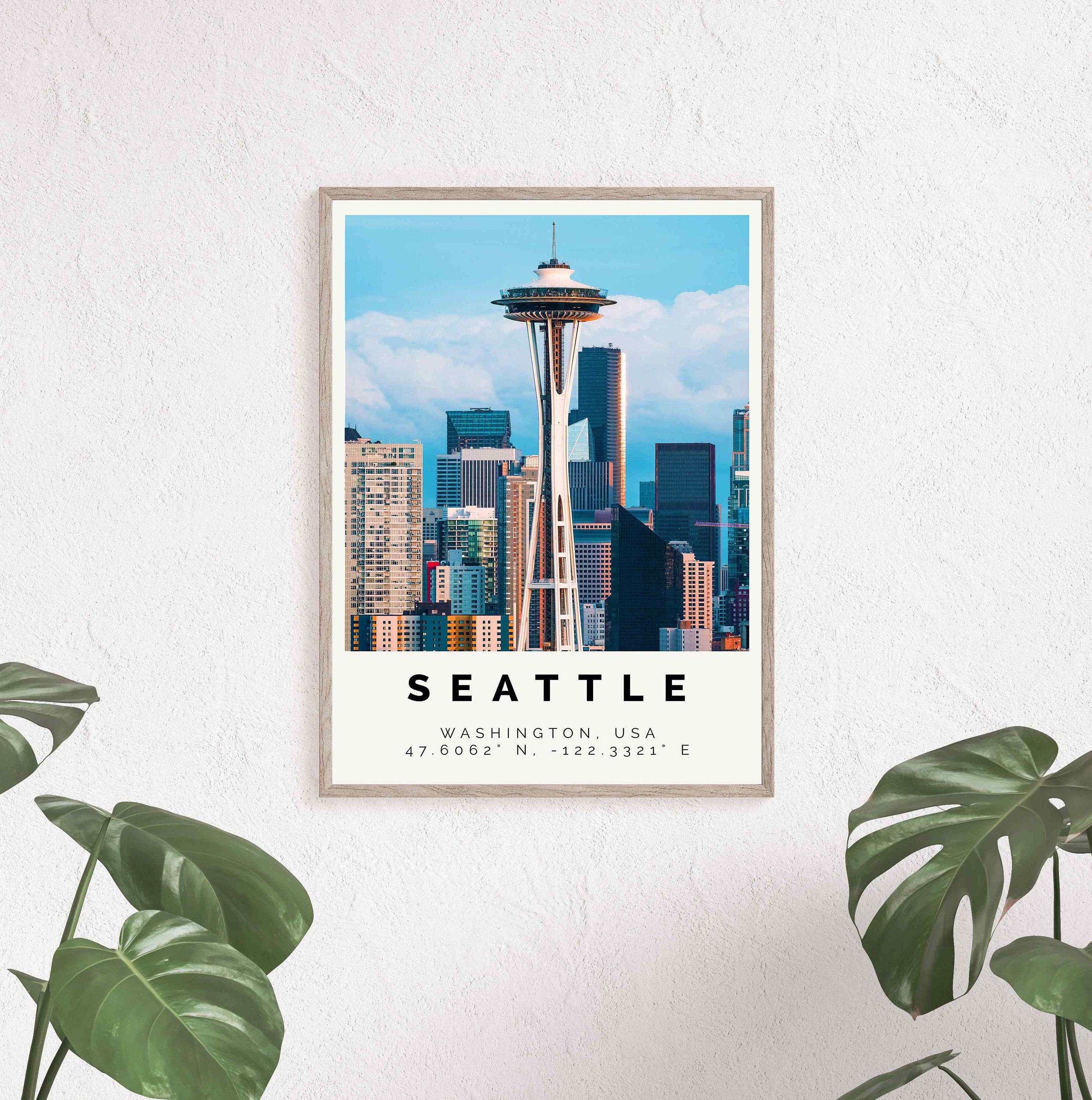 Seattle Poster Colorful Print Seattle Wall Art Seattle Photo - Etsy
