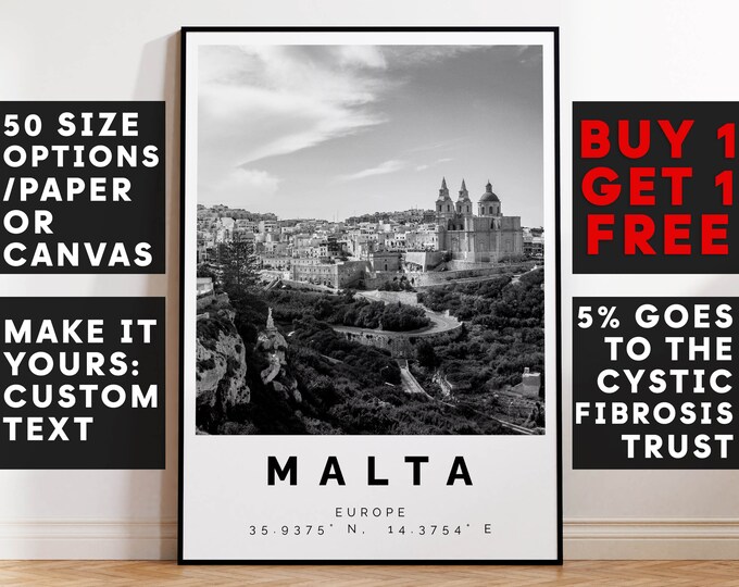Valletta Print, Malta Wall Art, Valletta Painting, Malta Art Print ...