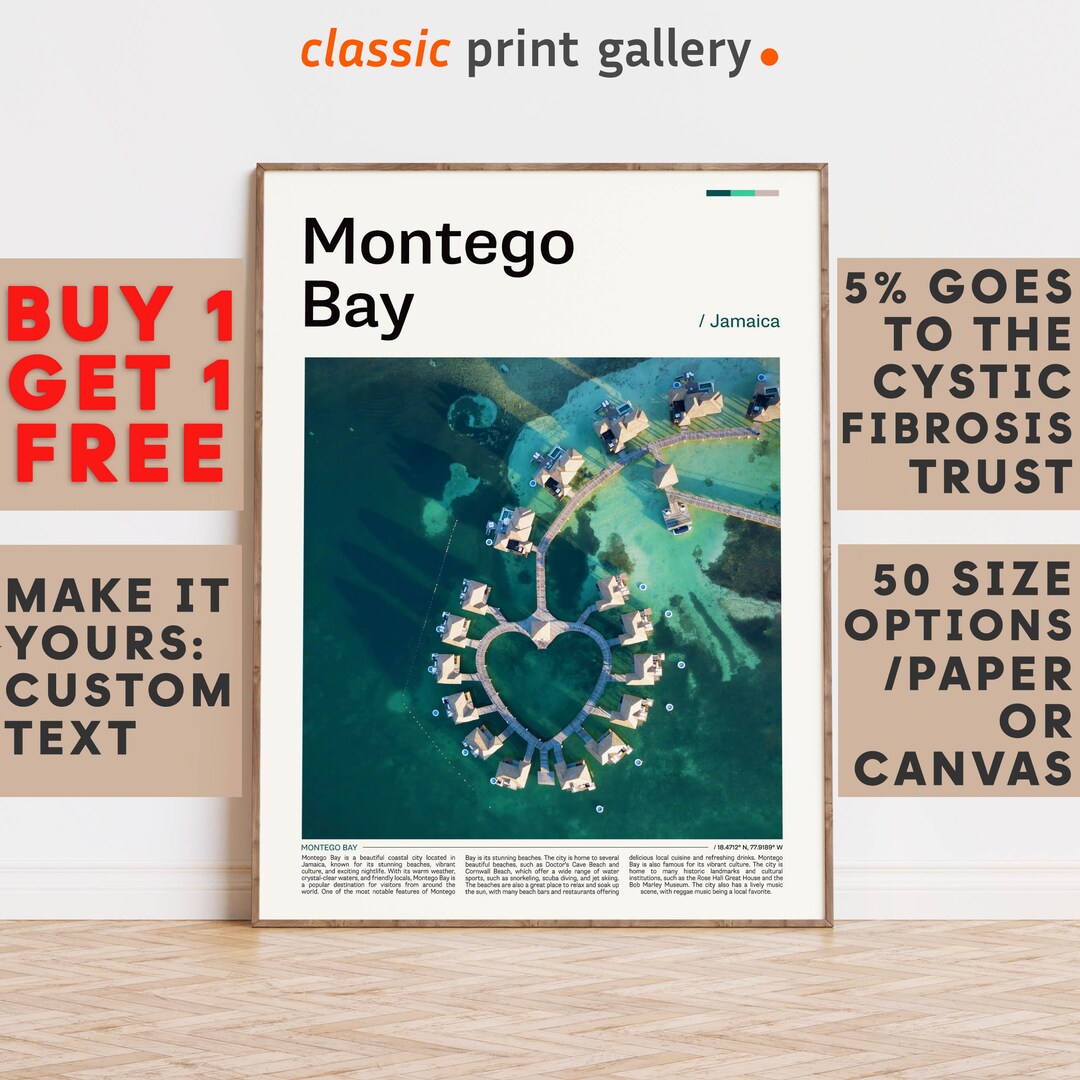 Montego Bay Print, Montego Bay Wall Art, Montego Bay Color Poster With ...
