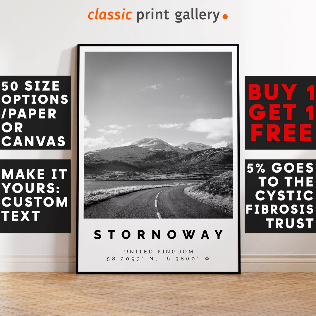 Stornoway Poster Black and White Print, Stornoway Wall Art, Stornoway ...