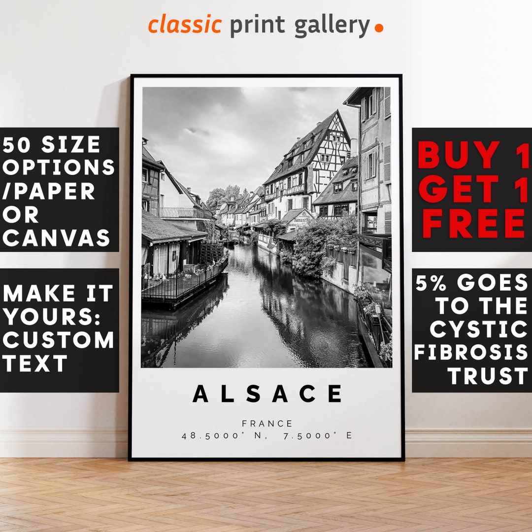 Alsace Poster Black and White Print, Alsace Wall Art, Alsace Travel ...
