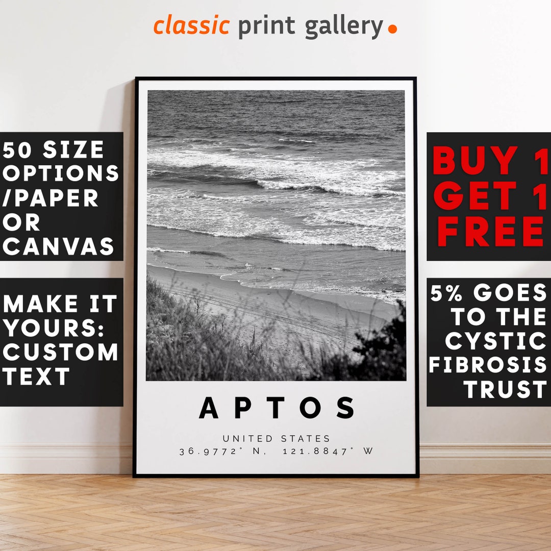Aptos Poster, Aptos Print, Aptos Photo, Black and White, Travel Gift ...