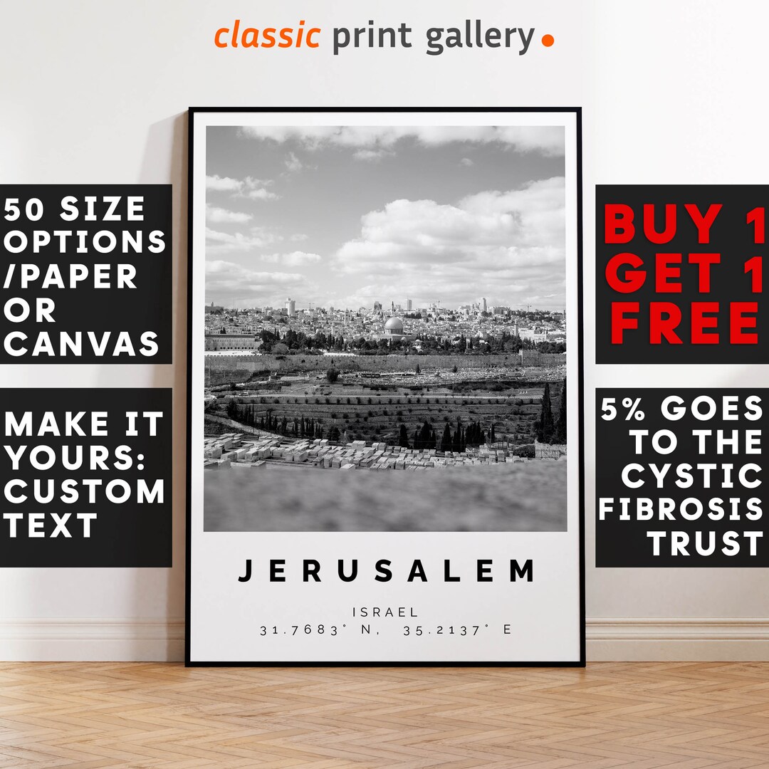 Jerusalem Print Black and White Photo, Jerusalem Wall Art, Jerusalem ...
