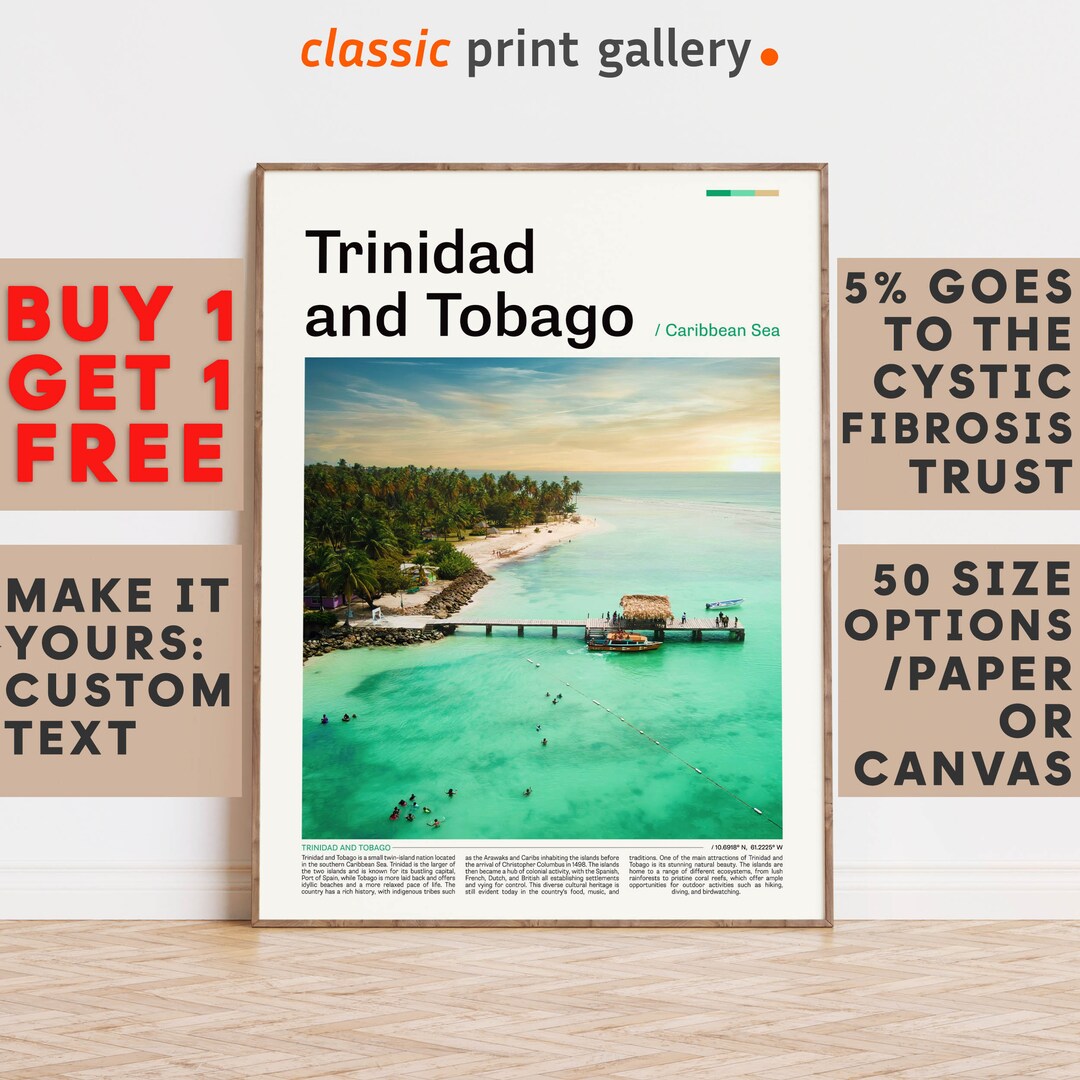 Trinidad and Tobago Print, Trinidad and Tobago Wall Art, Color Poster ...