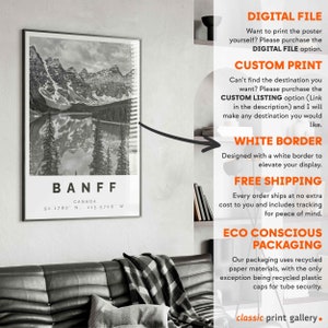 Banff Poster Black and White Print, Banff Wall Art, Banff Travel Poster ...