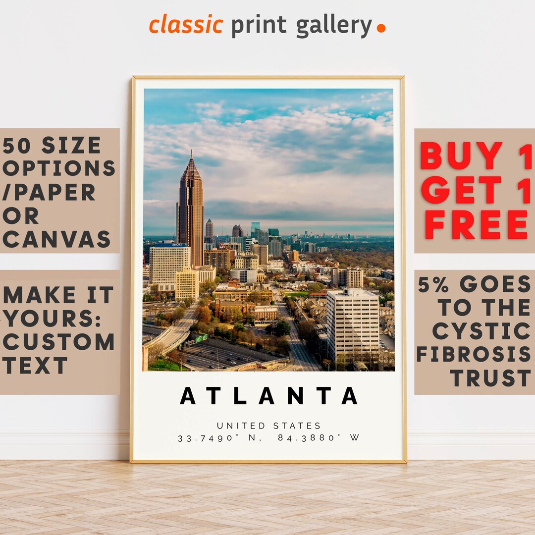 Atlanta Poster Colorful Print, Atlanta Wall Art, Atlanta Photo Decor ...