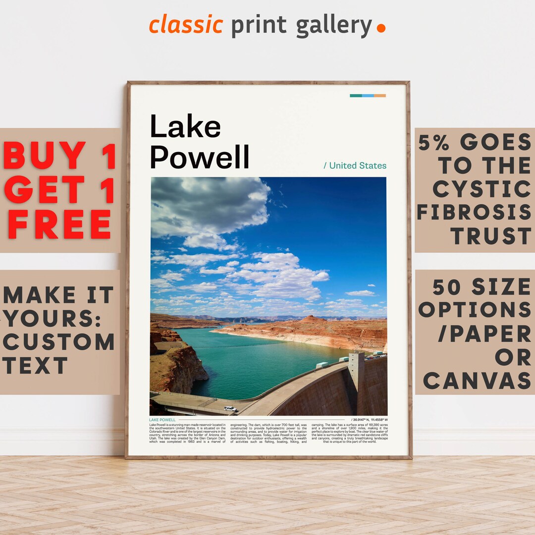 Lake Powell Print, Lake Powell Wall Art, Lake Powell Color Poster With ...