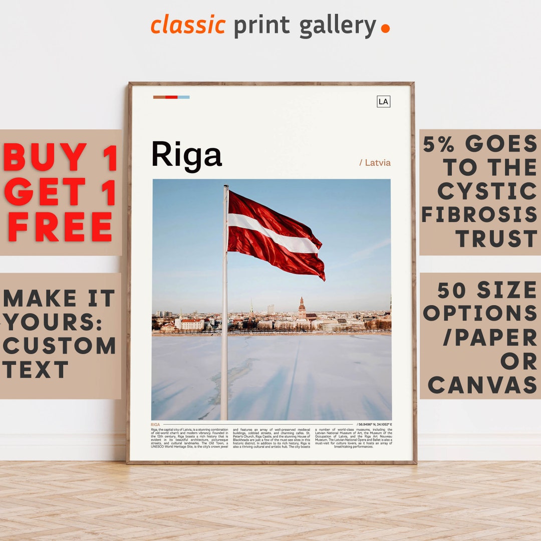 Riga Print, Riga Wall Art, Riga Color Poster With Text, Personalized ...