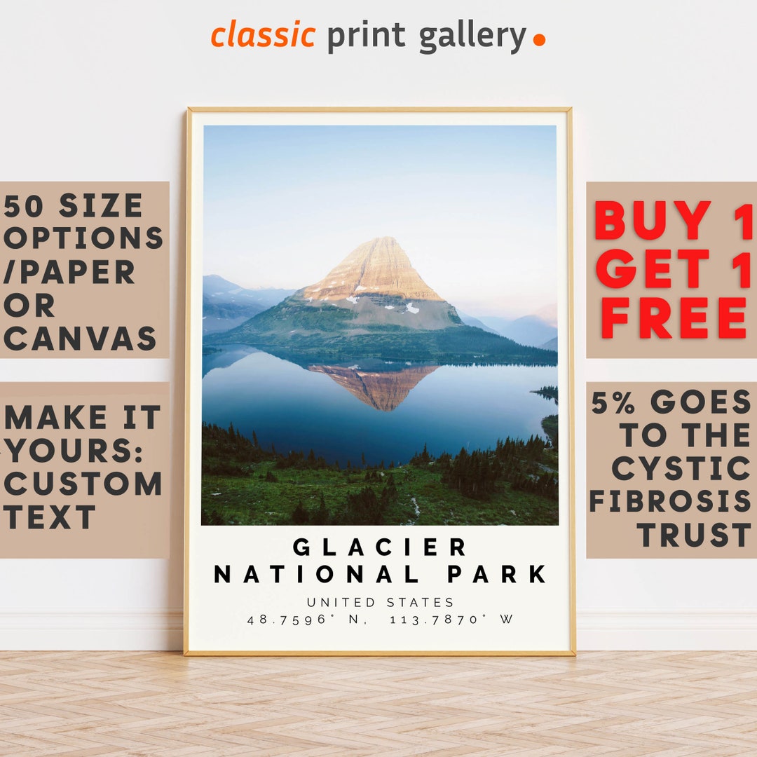Glacier National Park Poster Colorful Print, Glacier National Park Wall ...