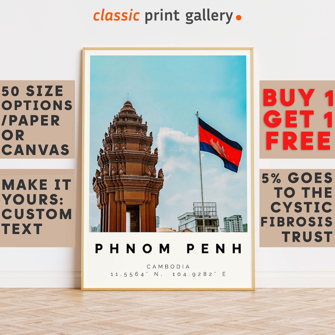 Phnom Penh Poster Colorful Print, Phnom Penh Wall Art, Phnom Penh Photo ...