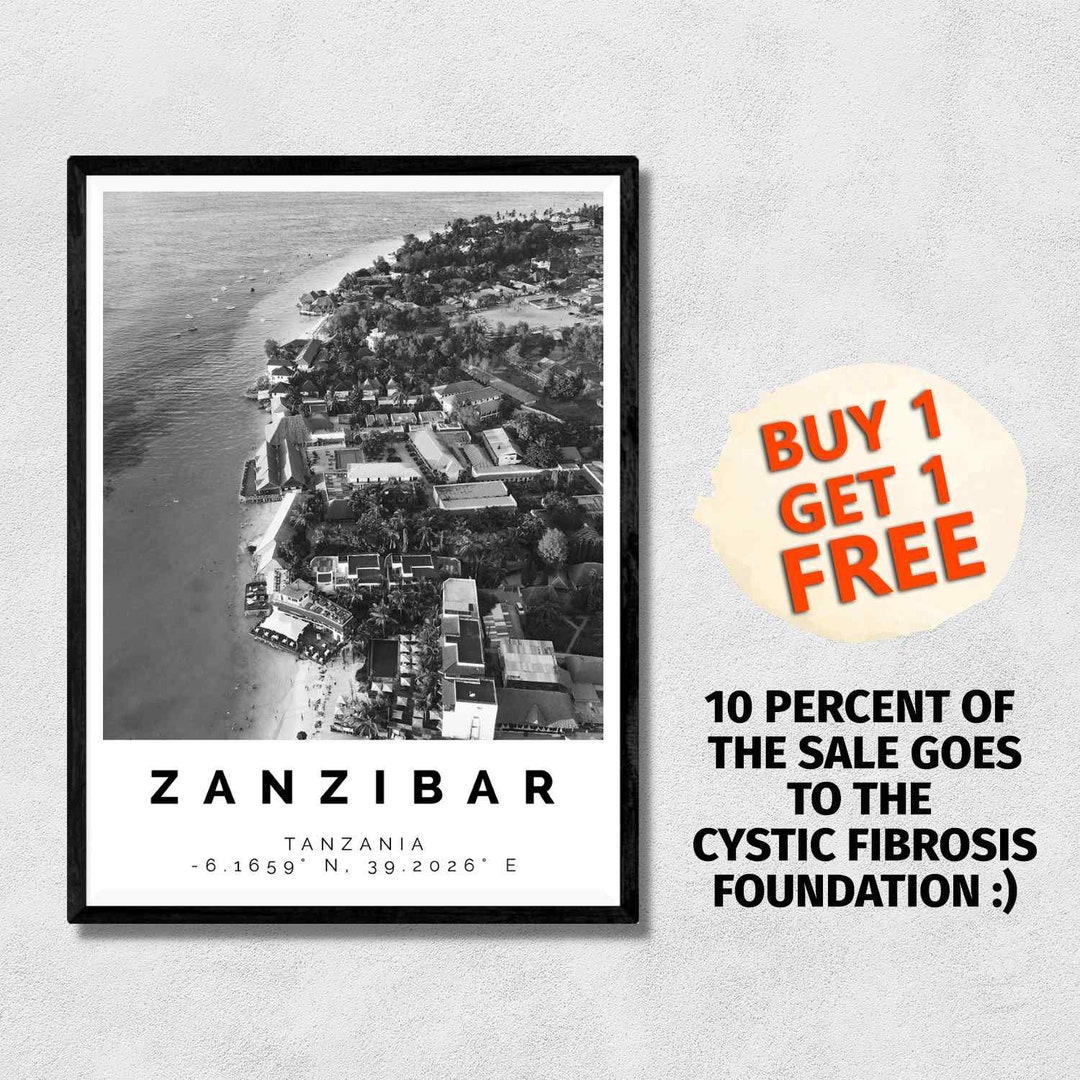 Zanzibar Poster Black and White Print Zanzibar Wall Art - Etsy