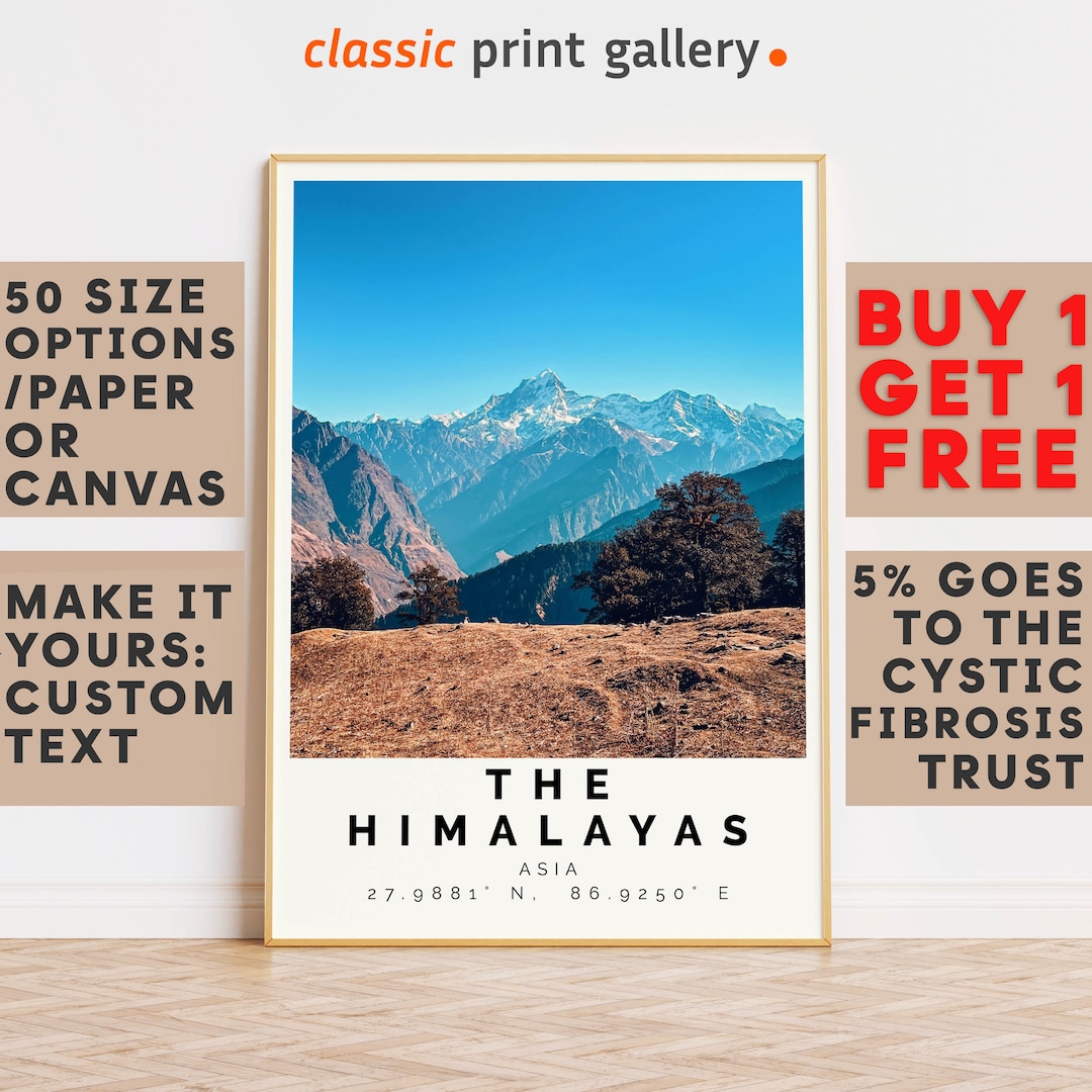 The Himalayas Poster Colorful Print, the Himalayas Wall Art, Photo ...
