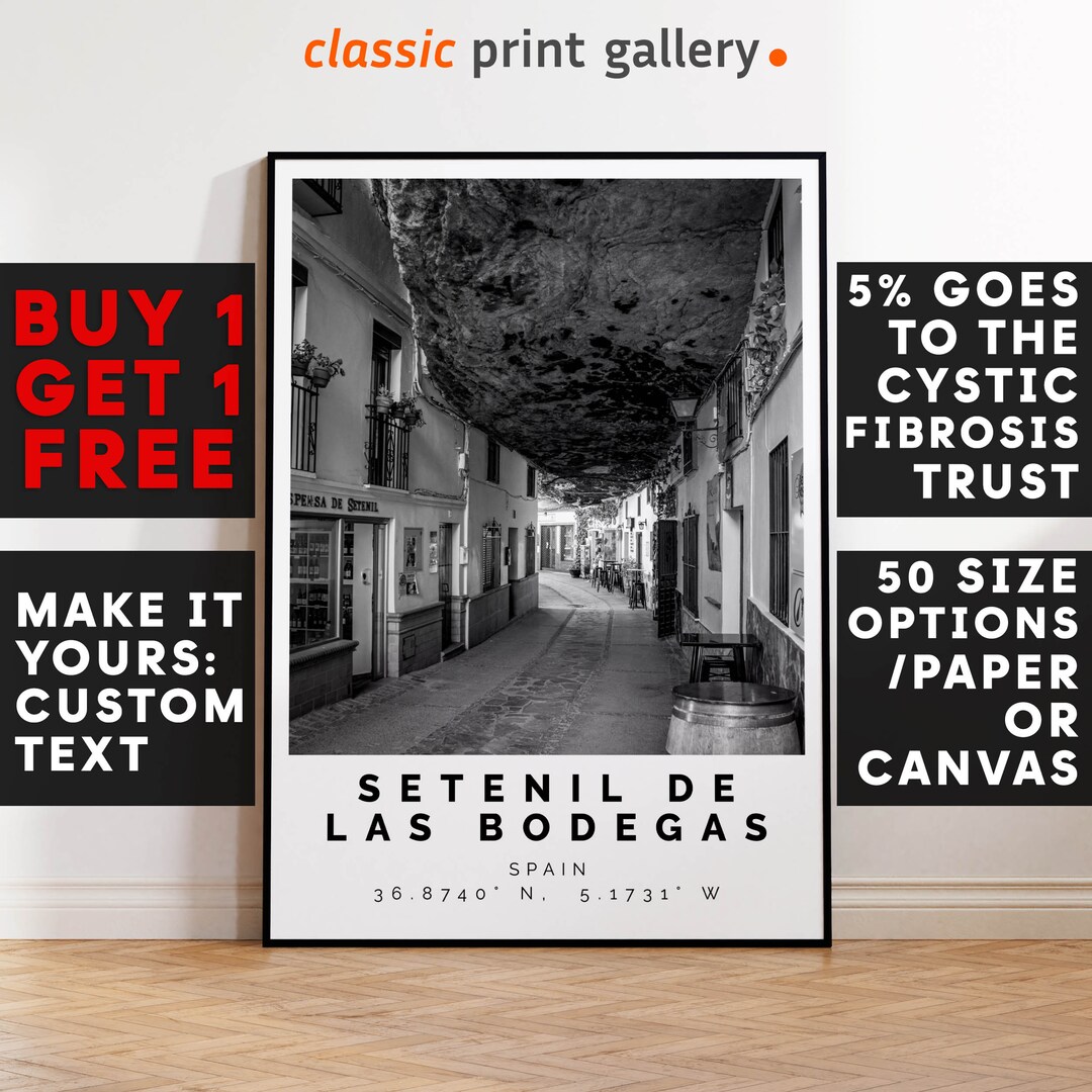 Setenil De Las Bodegas Print Wall Art Black and White Poster ...