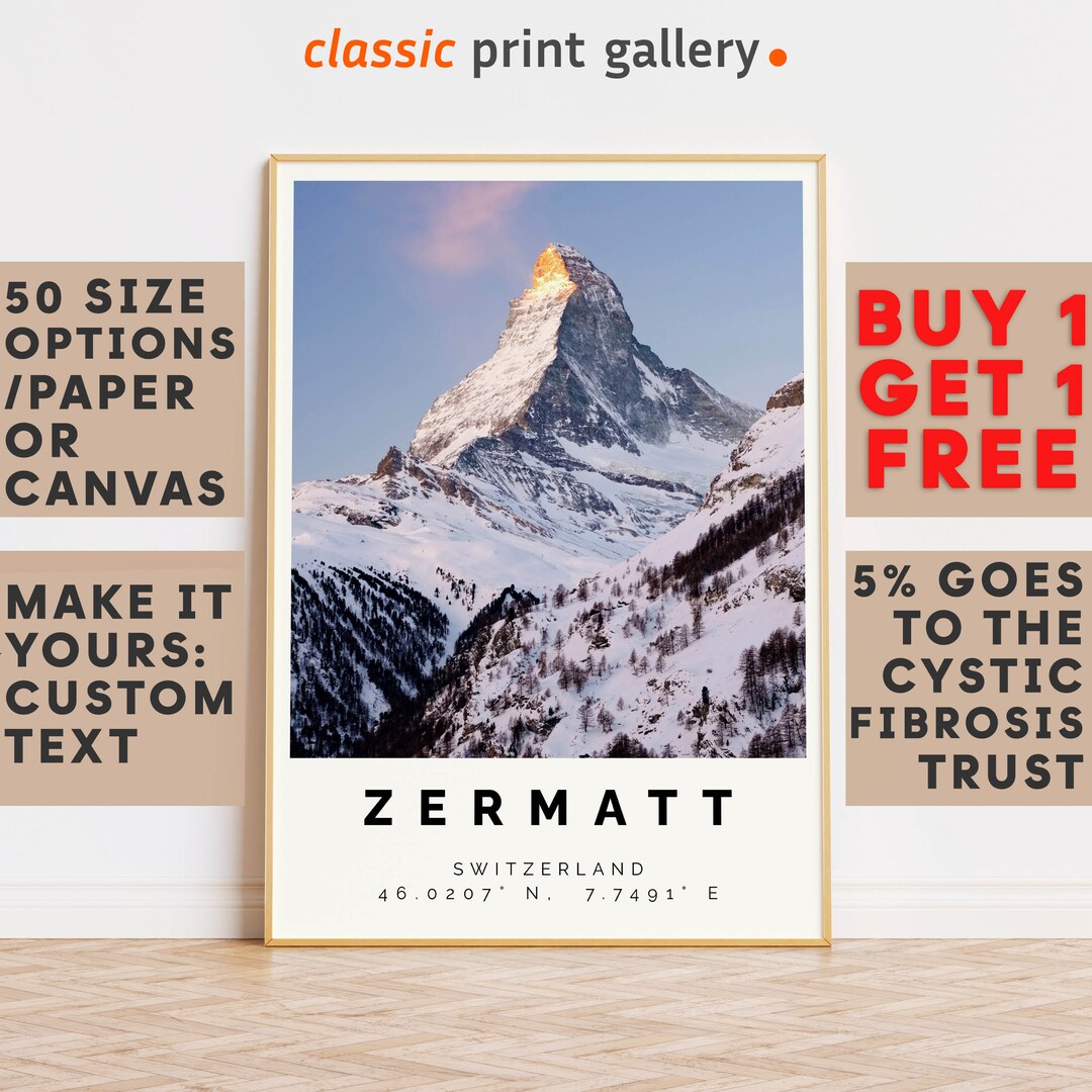 Zermatt Poster Colorful Print, Zermatt Wall Art, Zermatt Photo Decor ...