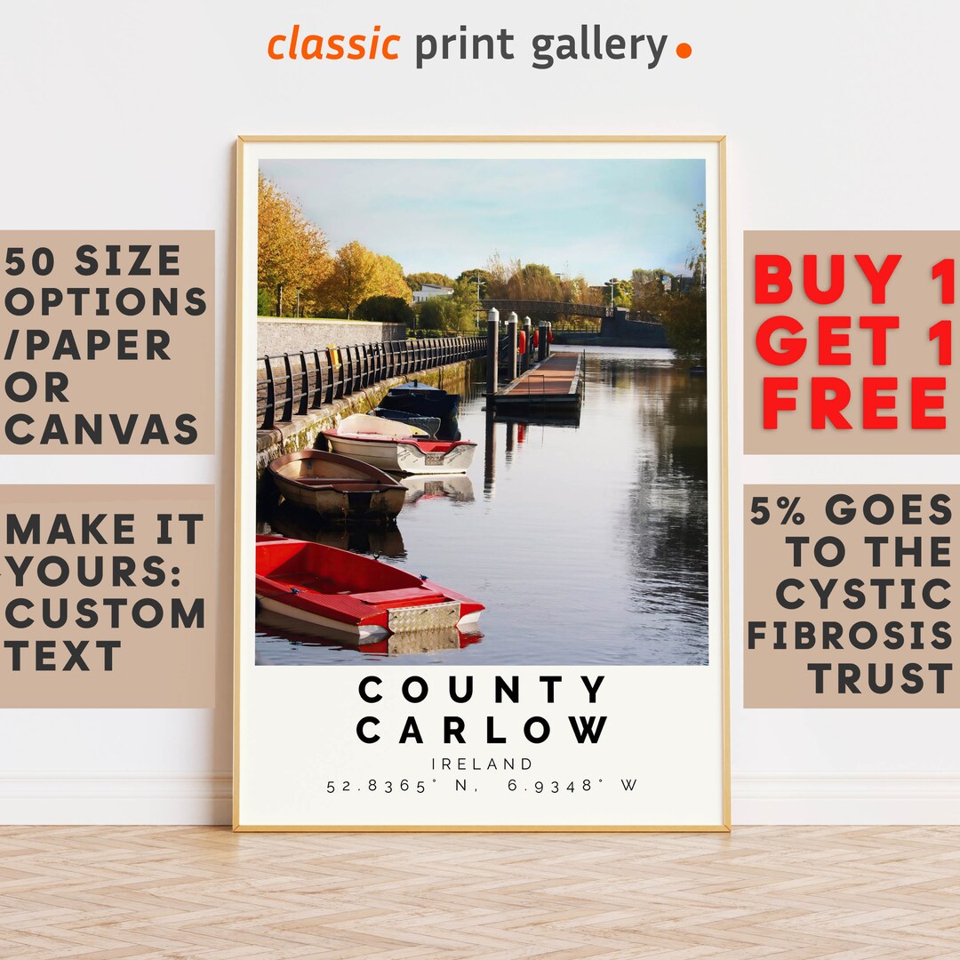 County Carlow Poster Colorful Print, County Carlow Wall Art, County ...