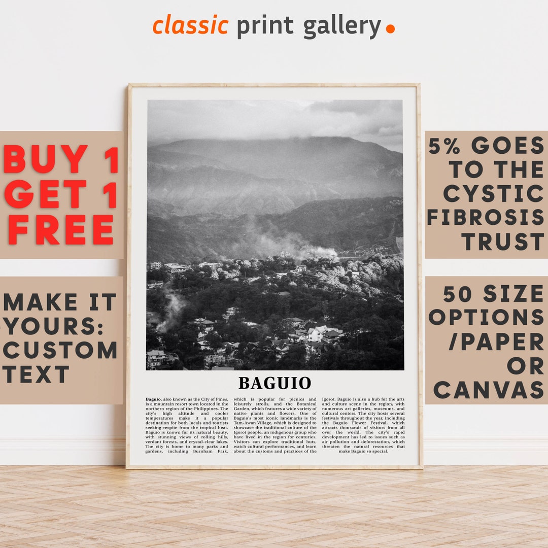 Baguio Print, Baguio Wall Art, Baguio Black and White Poster ...