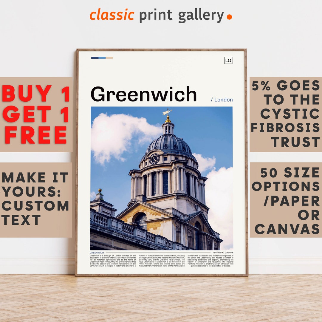 Greenwich Print, Greenwich Wall Art, Greenwich Color Poster With Text ...