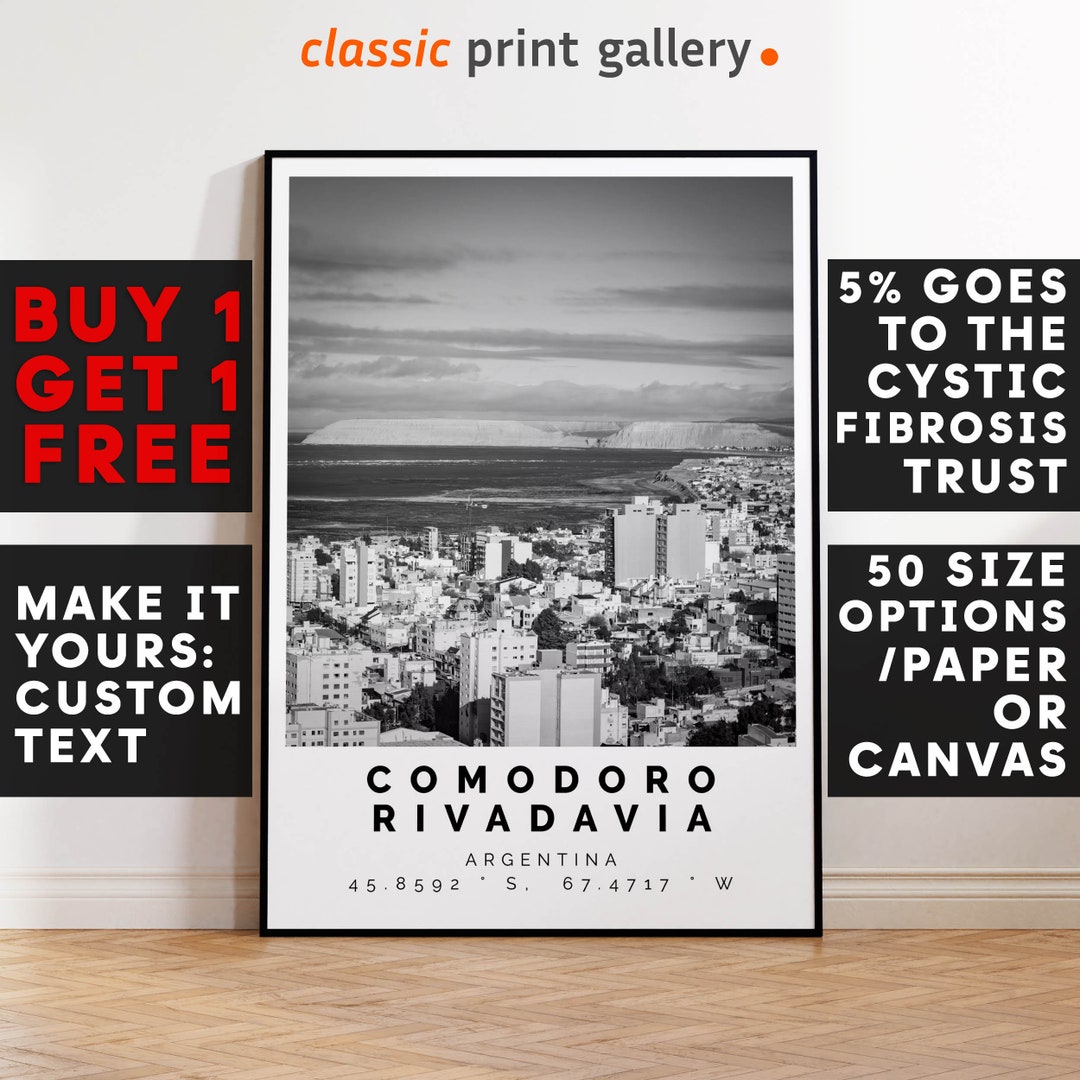 Comodoro Rivadavia Print Wall Art Black and White Poster,personalized ...